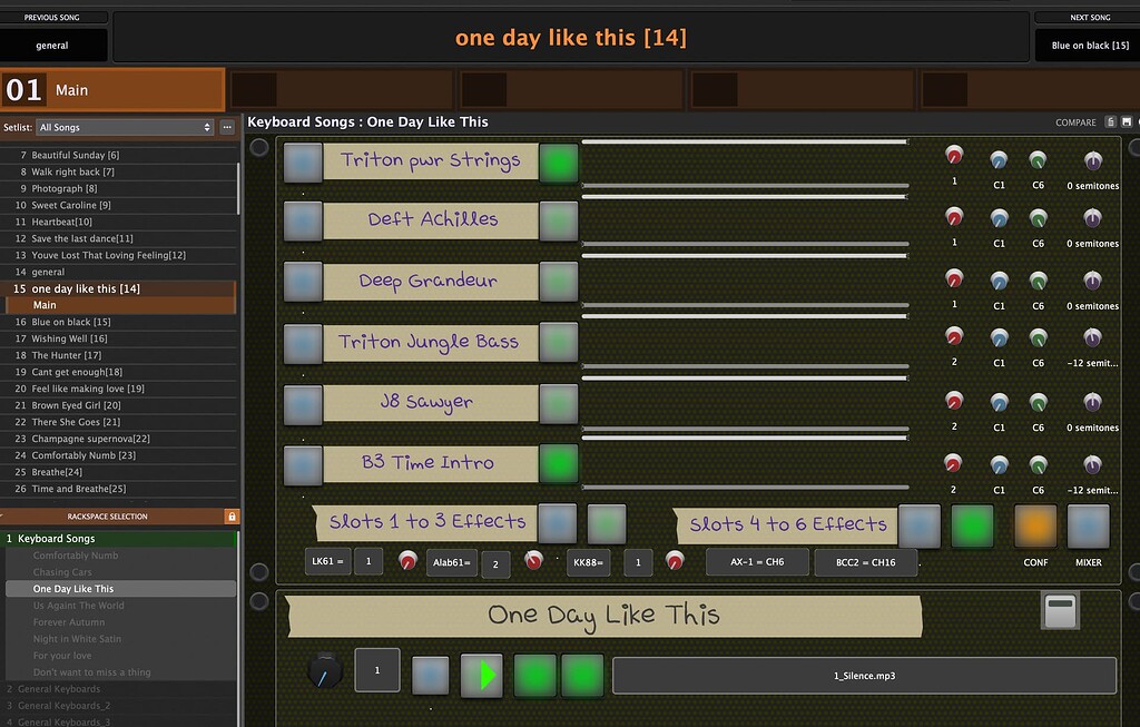 Multi keyboard and multi split with song selector using GP5 - Shared ...