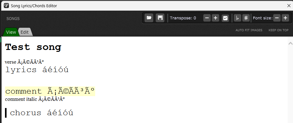 Song Lyrics/Chords Editor problem with non-ASCII characters - General ...