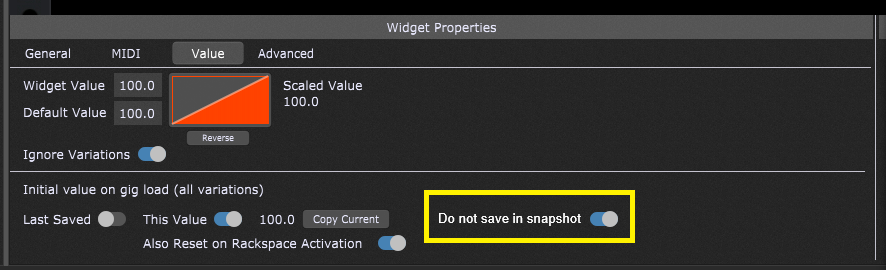 Snapshots and resetting widgets - General discussion about Gig Performer - Gig Performer Community